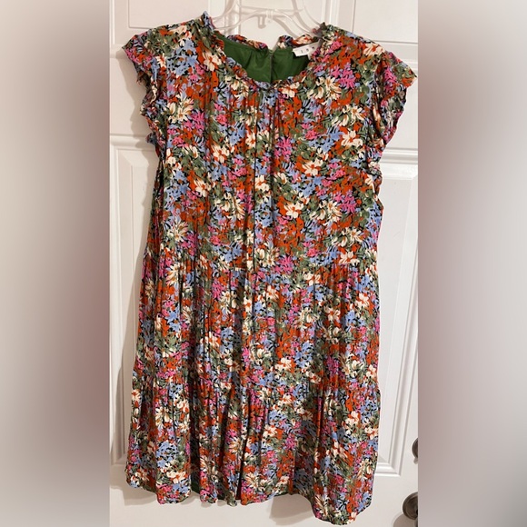 THML | Dresses | Thml Pink And Green Pleated Sundress | Poshmark